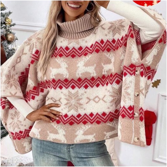 BellanBlue | Sweaters | Christmas Holiday Reindeer Snowflake Print ...
